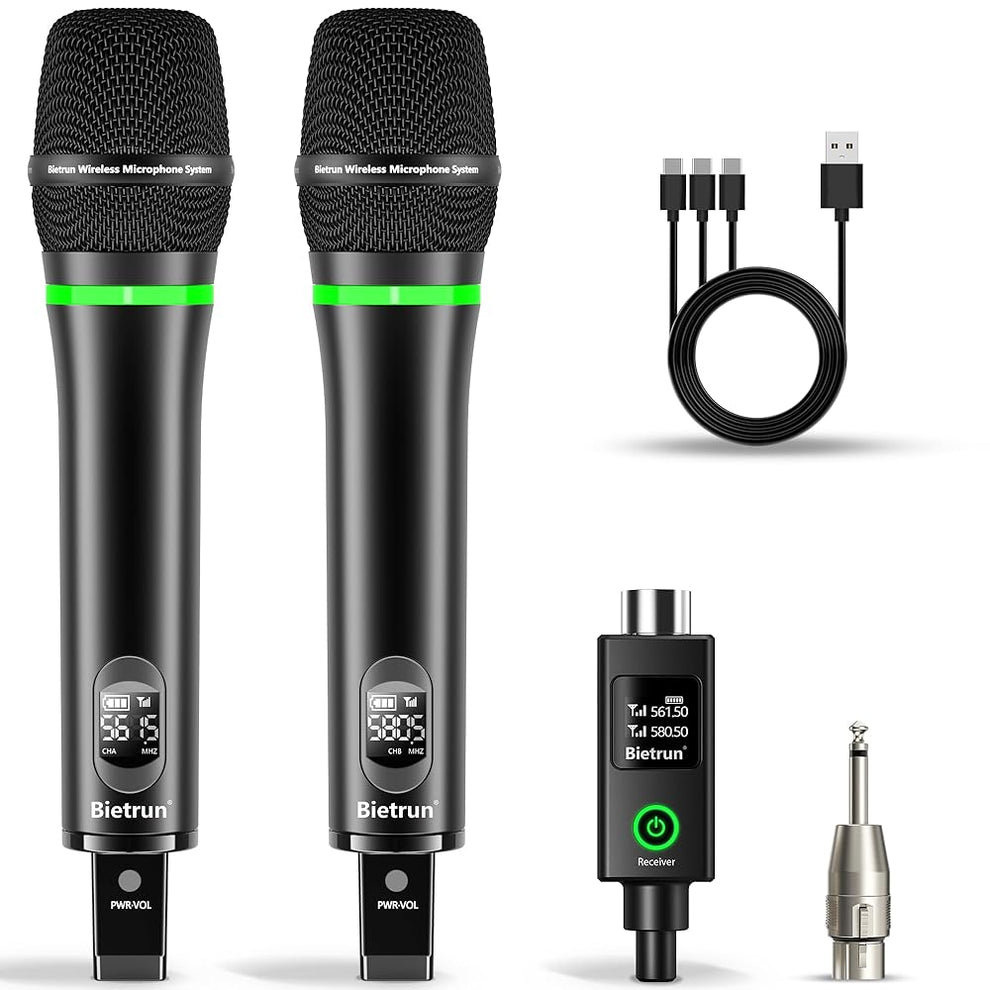 Bietrun 8-Channel Wireless Microphone System with 8 Rechargeable Mics