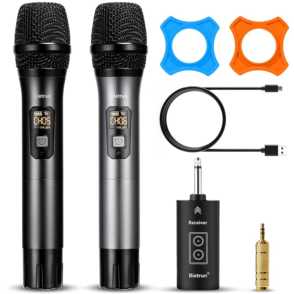 Wireless Microphone with Bluetooth, Professional UHF Dual Handheld Dyn ...