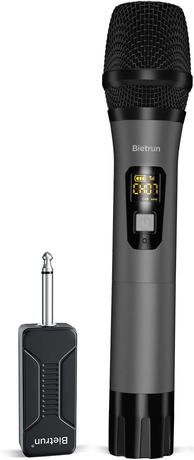 Bietrun Wireless Microphone Only for Mic Input, UHF Metal Dynamic Hand